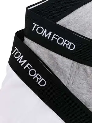 TOM FORD Logo-waistband Cotton Briefs - Grey