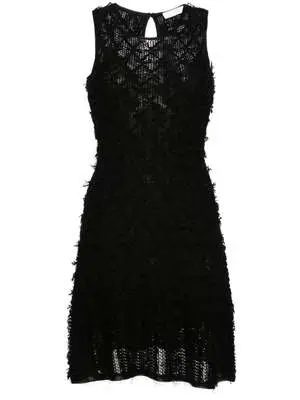 Chloé Frayed Mini Dress - Black