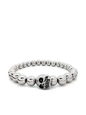 Alexander McQueen Skull-charm Beaded Bracelet - Silver