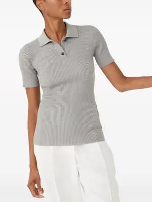 Brunello Cucinelli Fine-ribbed Polo Top