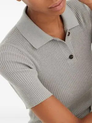 Brunello Cucinelli Fine-ribbed Polo Top