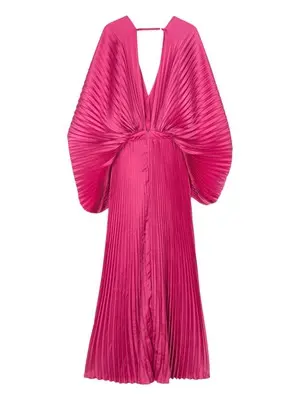 L'IDEE Open-back Pleated Maxi Dress