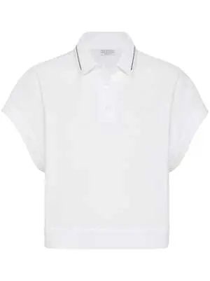 Brunello Cucinelli Monili Chain Detail Cotton Polo Top