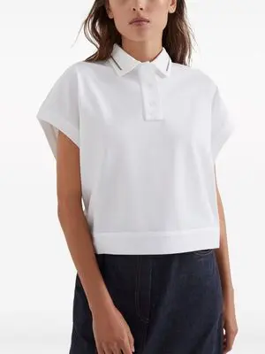 Brunello Cucinelli Monili Chain Detail Cotton Polo Top
