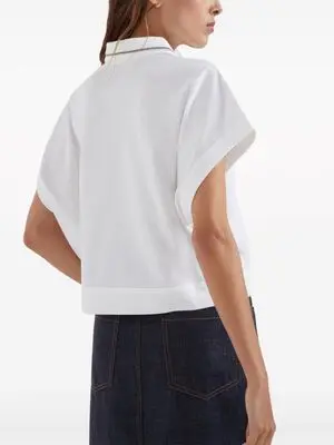 Brunello Cucinelli Monili Chain Detail Cotton Polo Top