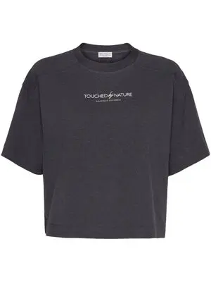Brunello Cucinelli Logo Print Cotton T-shirt