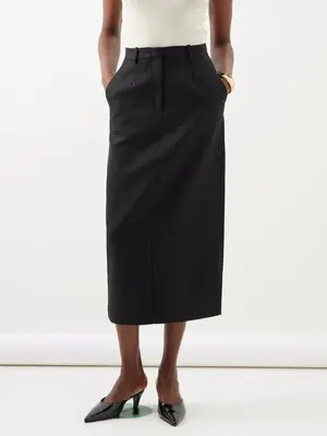 Co Co - Tailored Wool Pencil Skirt - Womens - Black - 0 US - Black