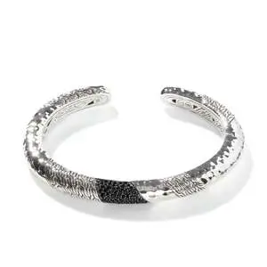 John Hardy Classic Chain Hammered Kick Cuff Bracelet - Black Spinel
