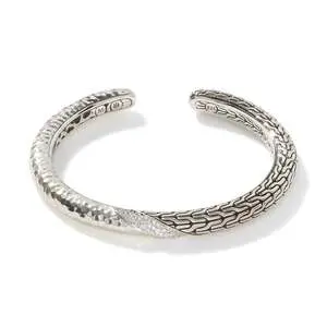 John Hardy Twisted Pavé Hinged Cuff - White Diamond
