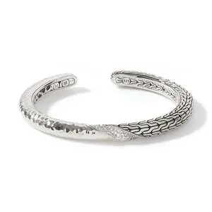 John Hardy Twisted Pavé Hinged Cuff - White Diamond