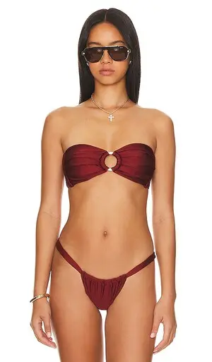 KULANI KINIS Bandeau Bikini Top - Sweet Cinnamon Shimmer