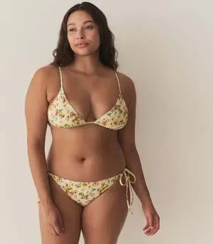 DÔEN Positano Bikini Bottom - Citron Pansy Floral