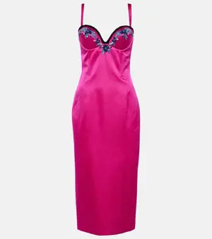 MISS SOHEE Embellished Satin Midi Dress - Pink