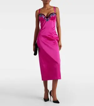 MISS SOHEE Embellished Satin Midi Dress - Pink