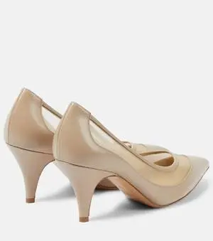 Khaite River Leather And Mesh Pumps - Beige
