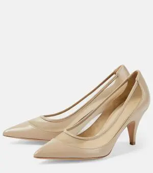 Khaite River Leather And Mesh Pumps - Beige