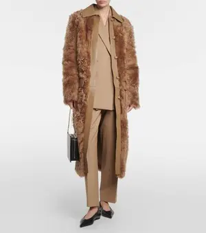 TOTEME Leather-trimmed Shearling Coat
