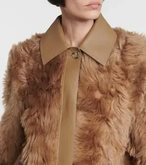 TOTEME Leather-trimmed Shearling Coat
