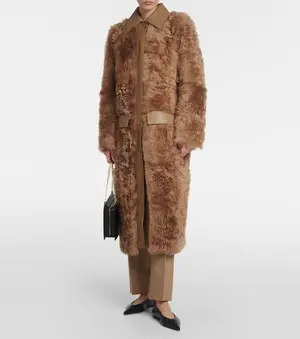 TOTEME Leather-trimmed Shearling Coat