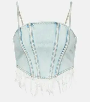 Alessandra Rich Distressed Denim Bustier - Blue