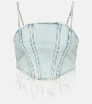 Alessandra Rich Distressed Denim Bustier