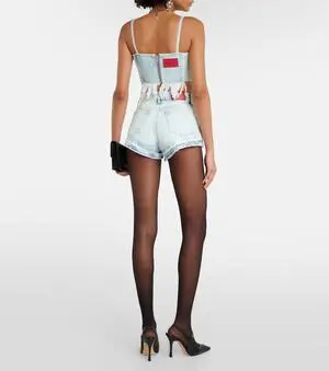 Alessandra Rich Distressed Denim Bustier