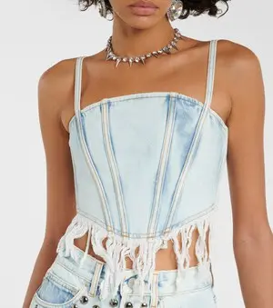 Alessandra Rich Distressed Denim Bustier