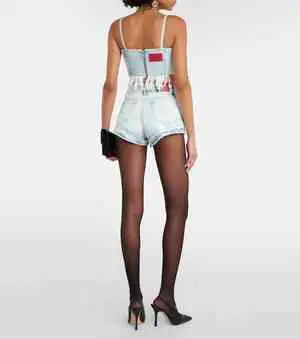 Alessandra Rich Distressed Denim Bustier