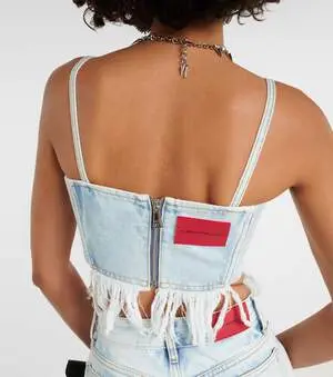 Alessandra Rich Distressed Denim Bustier
