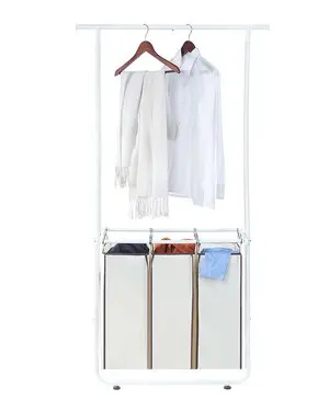 SunnyPoint Sunnypoint Laundry Sorter With Hanging Bar - White