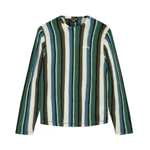 StÜssy Vertical Striped Knit Crew - Green