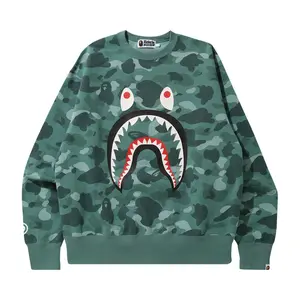 A BATHING APE Color Camo Shark Relaxed Fit Crewneck - Green