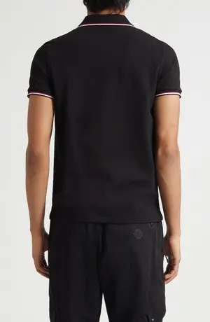 Moncler Tipped Cotton Piqué Polo - Black