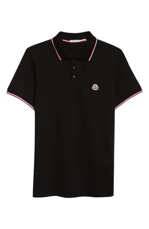 Moncler Tipped Cotton Piqué Polo - Black
