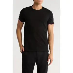 Moncler Tipped Cotton Stretch Jersey T-shirt - Black