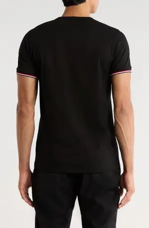 Moncler Tipped Cotton Stretch Jersey T-shirt - Black