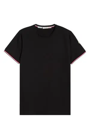 Moncler Tipped Cotton Stretch Jersey T-shirt - Black