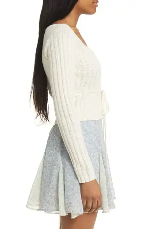 ALL IN FAVOR Drawstring Square Neck Cardigan
