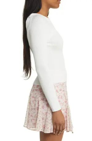 ALL IN FAVOR Ribbed Open Back Sweater
