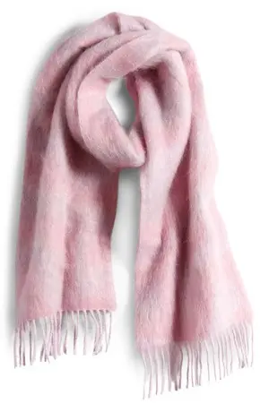 Acne Studios Vandy Logo Jacquard Wool Blend Fringe Scarf