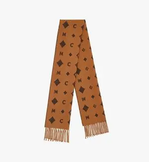 Mcm Bicolor Monogram Jacquard Stole - Cognac
