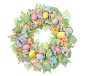 NORTHLIGHT Pastel Easter Egg & Ribbons Wreath 2-inch Unlit - One-color