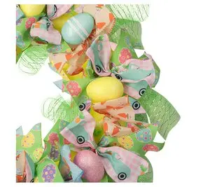 NORTHLIGHT Pastel Easter Egg & Ribbons Wreath 2-inch Unlit