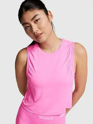 Pink Seamless Drapey Muscle Tank - Black