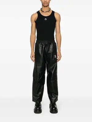 DOUBLET Crocodile-pattern Leather Track Pants