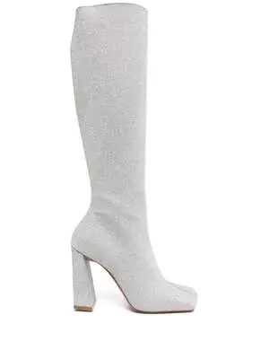 Amina Muaddi Marine Glitter Knee-high Boots