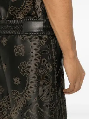 Amiri Bandana Leather Shorts In Black - 59% Off | Editorialist
