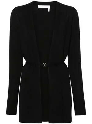 Chloé Wool Cardigan With Belt - Black