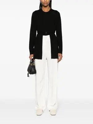 Chloé Wool Cardigan With Belt - Black