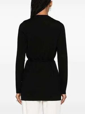 Chloé Wool Cardigan With Belt - Black